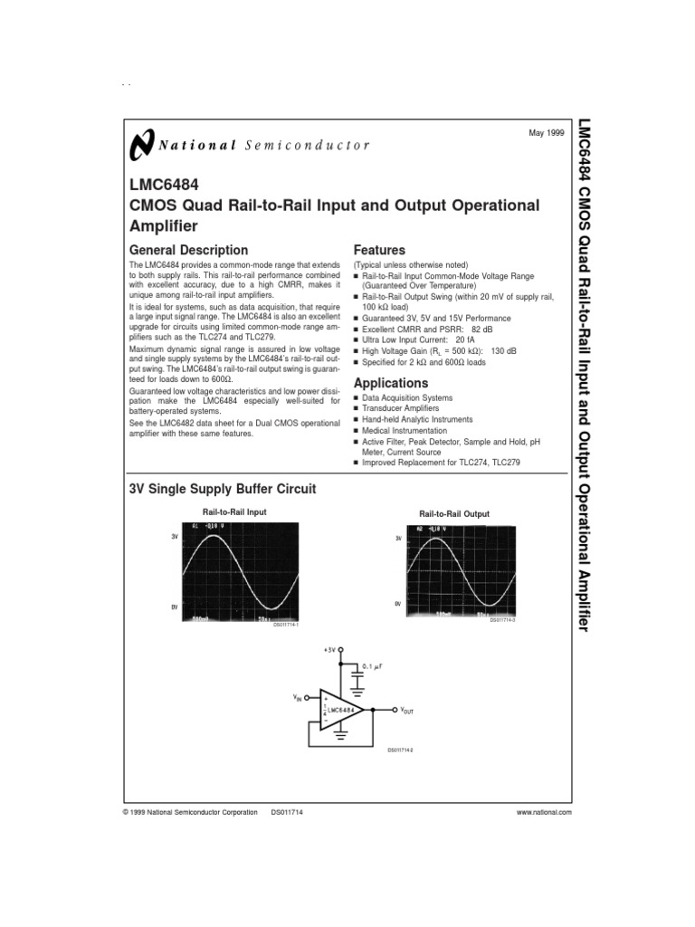 LMC6484 | PDF | Capacitor | Amplifier
