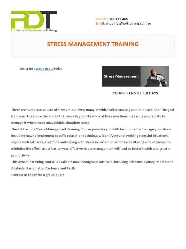 Stress Management Training Outline | PDF | Stress (Biology) | Stress ...