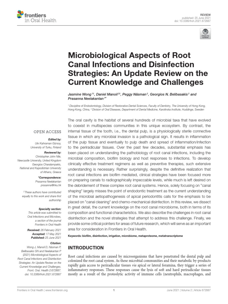 Microbiological Aspects of Root Canal Infections and Disinfection Strategies. An Update Review ...