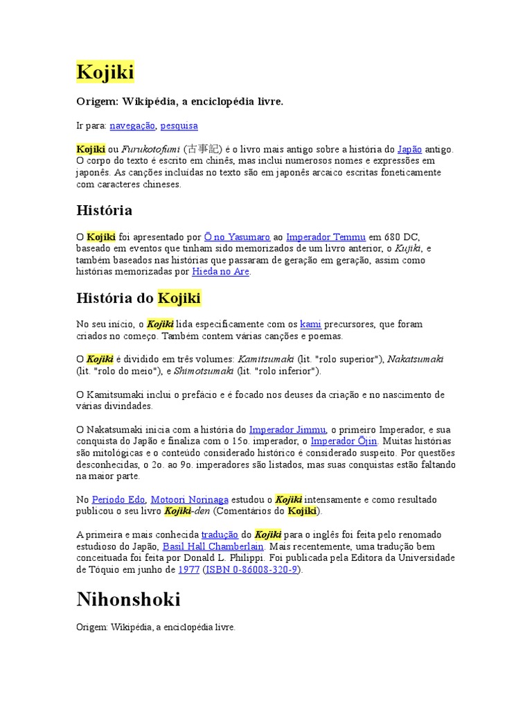 Kojiki 1 PDF Free | PDF | Mitologia | Politeísmo