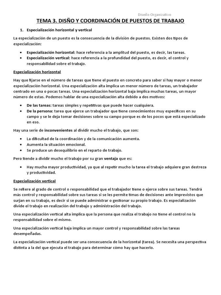 Especialización y Formalización en Puestos de Trabajo | PDF | Outsourcing | Gestión de recursos ...
