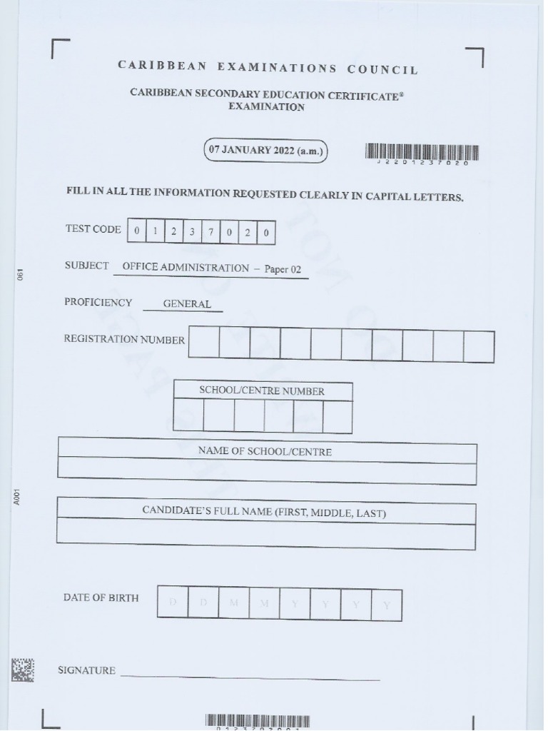 Office Administration Paper 02 JAN 2022 | PDF