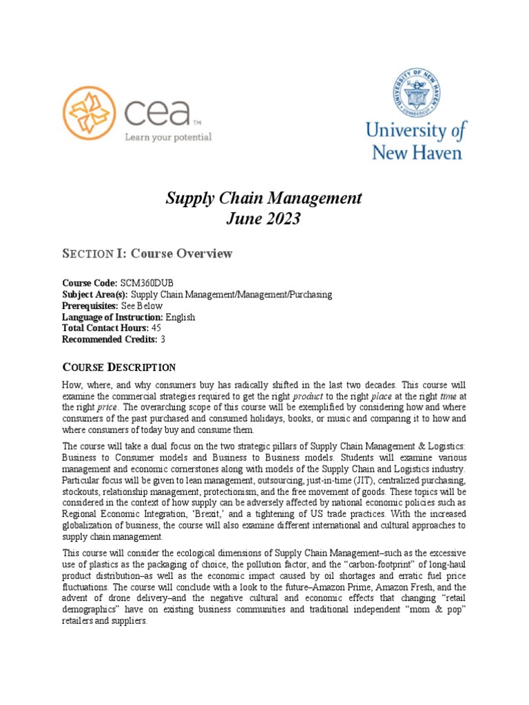 UNH CEA Template Working Syllabus Dub 2023 June SCM DR R | Download ...
