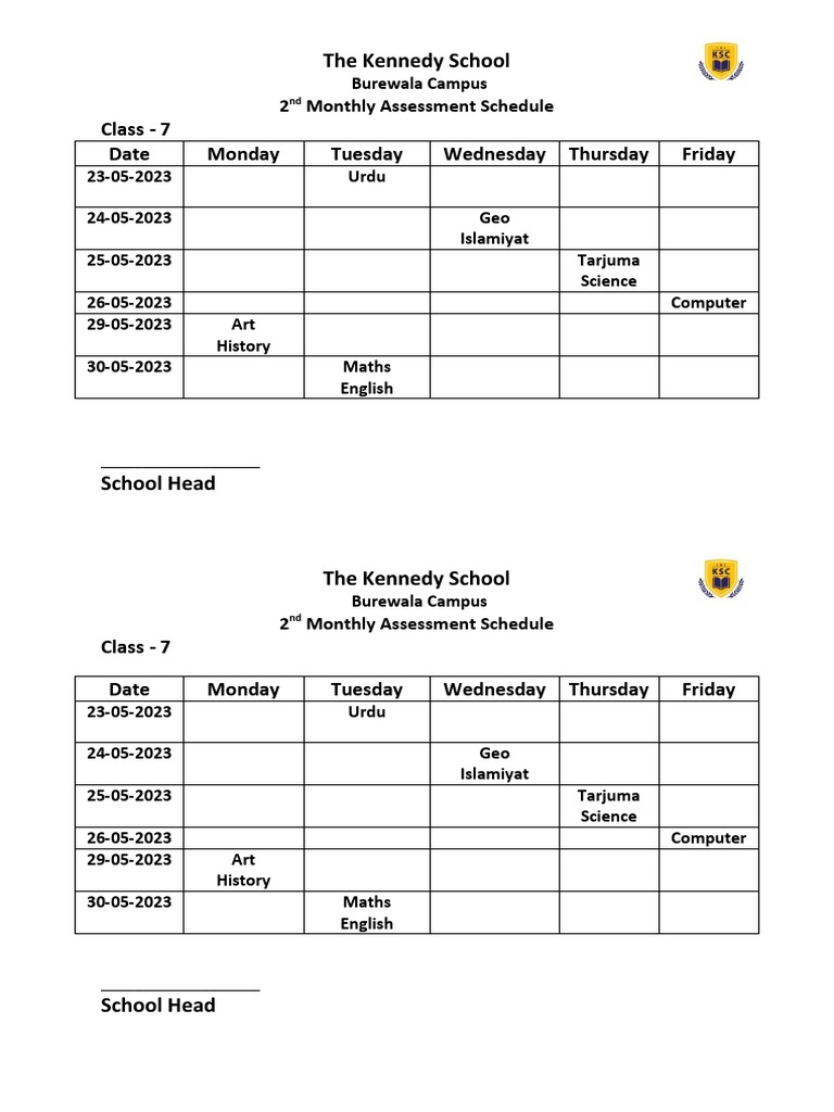 Monthly Assessment Format - CL5 | PDF