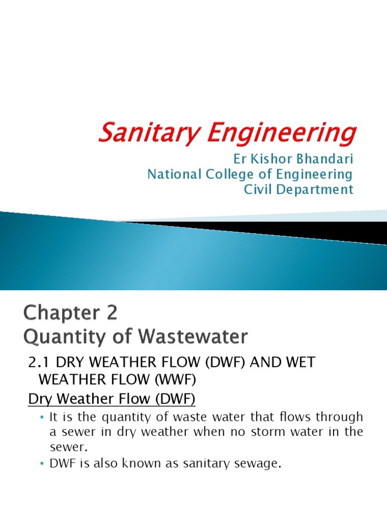 DWF and WWF in Sanitary Engineering | PDF | Sewage | Sanitation