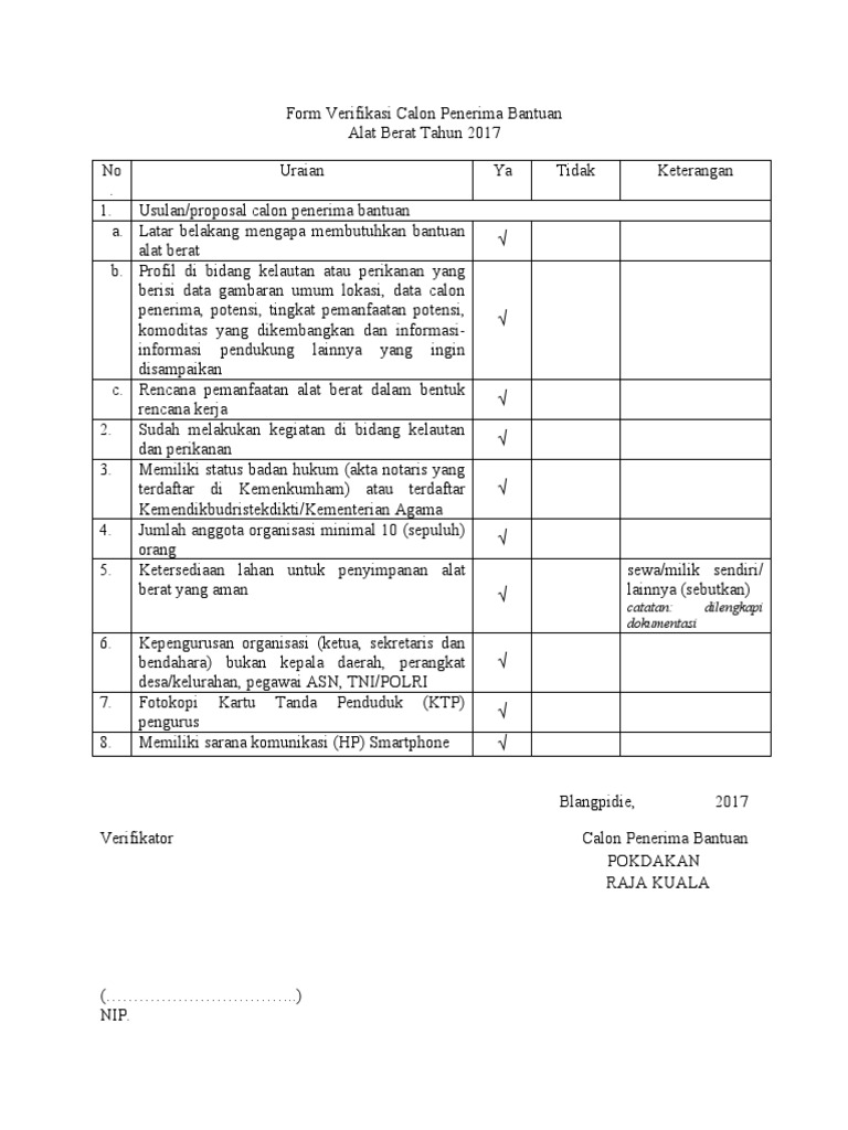 Form Verifikasi Bantuan Sosial 2024 | PDF