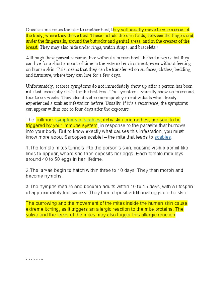 Scabies Notes | PDF | Medicine | Epidemiology