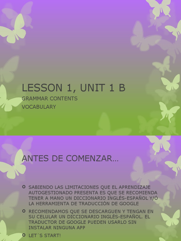 Lesson 2, Unit 1 B Grammar Vocabulary | PDF