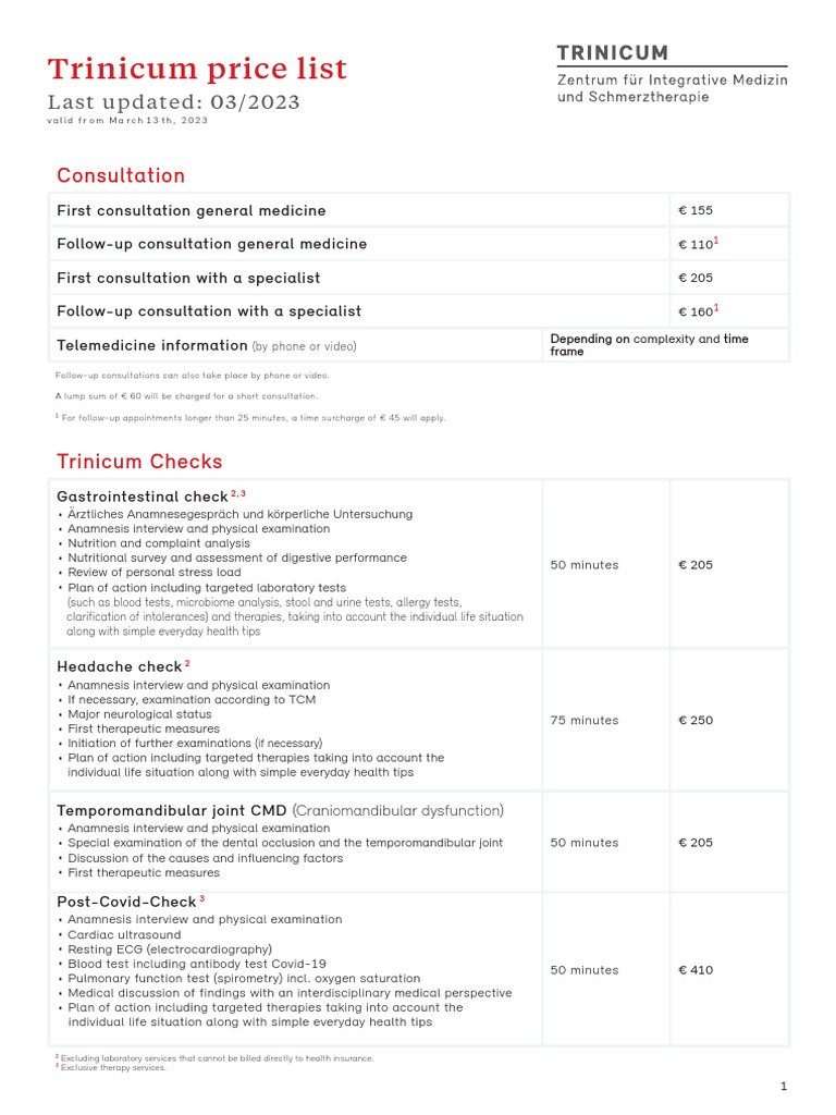 1030 Wien Trinicum Preisliste English | PDF