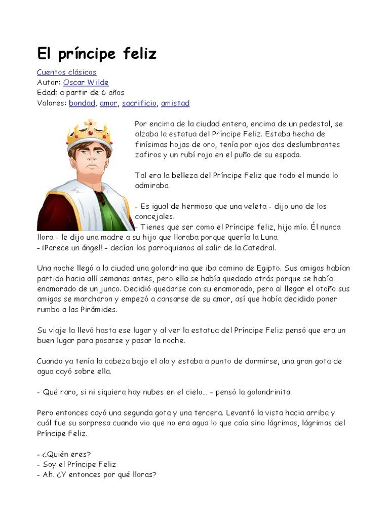 Cuento El Príncipe Feliz Pdf