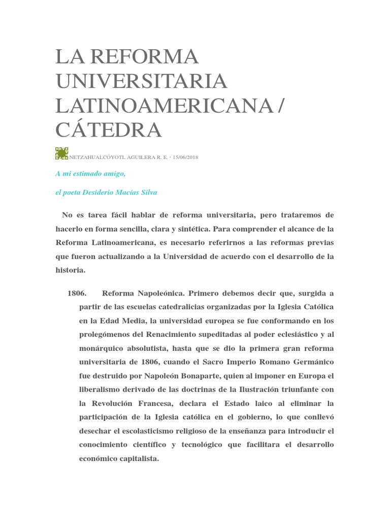 I 10 Reforma Universitaria-Convertido-Comprimido | PDF | Universidad