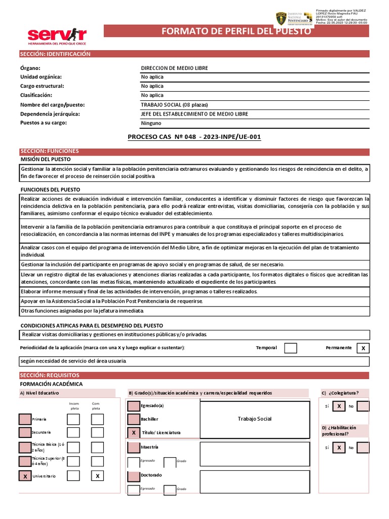 Perfil Cas 048 - Trabajo Social Eml | PDF | Titulo academico | Trabajo ...