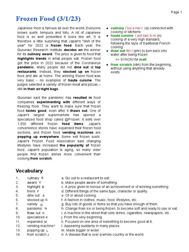 Frozen Food | PDF | Japanese Cuisine | Cooking
