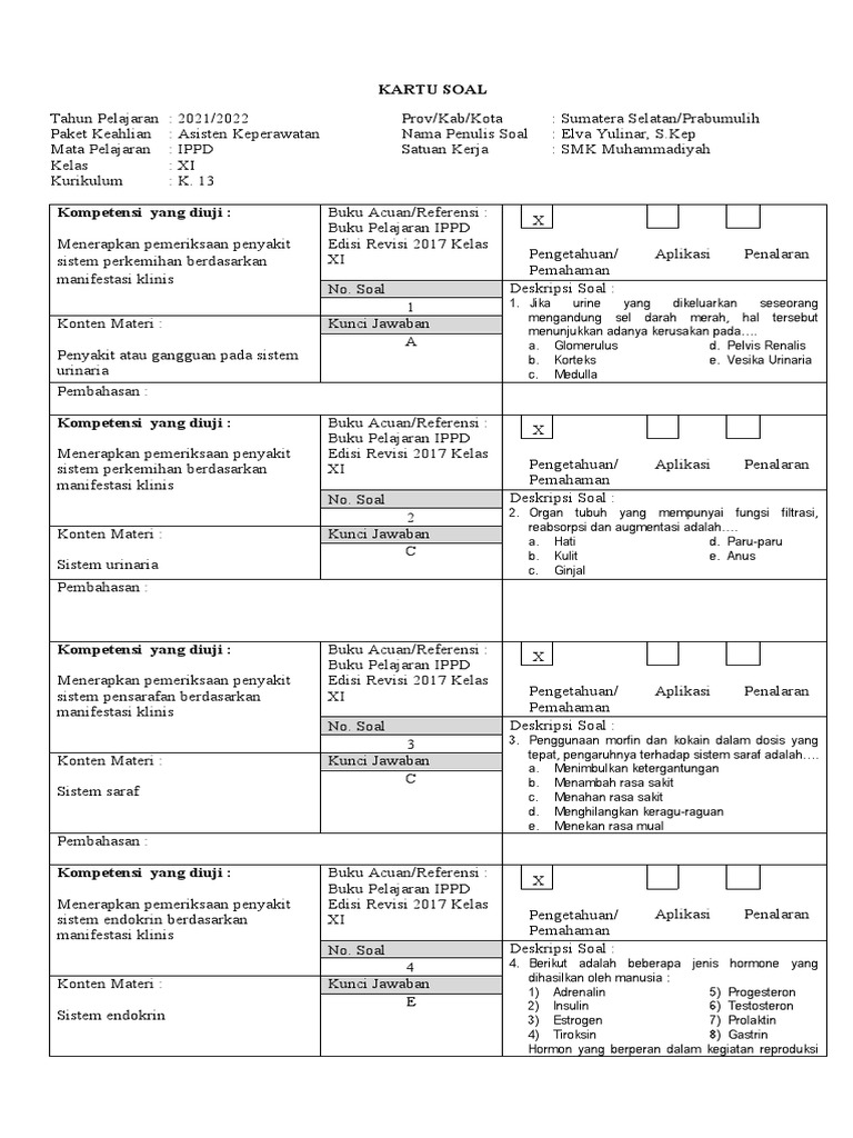 Kartu Soal Pas Ippd 11 | PDF