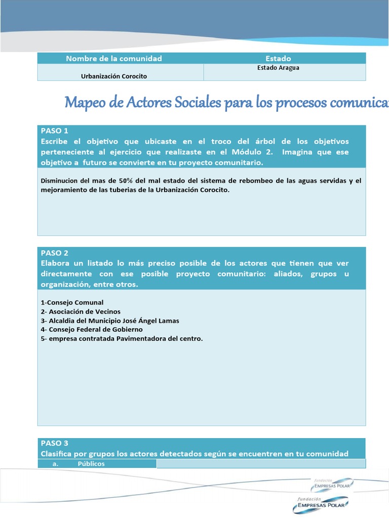 Mapeo de Actores Sociales Para Los Procesos Comunicativos GUERRERO ALBERTH | PDF