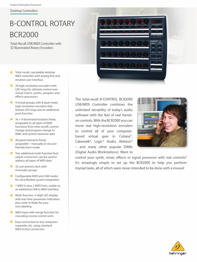 BEHRINGER - BCR2000 P0245 - Product Information Document | PDF | Usb ...