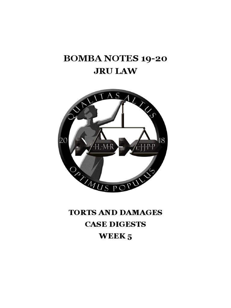 Torts - Week 5 - Case Digests | PDF | Search And Seizure | Damages