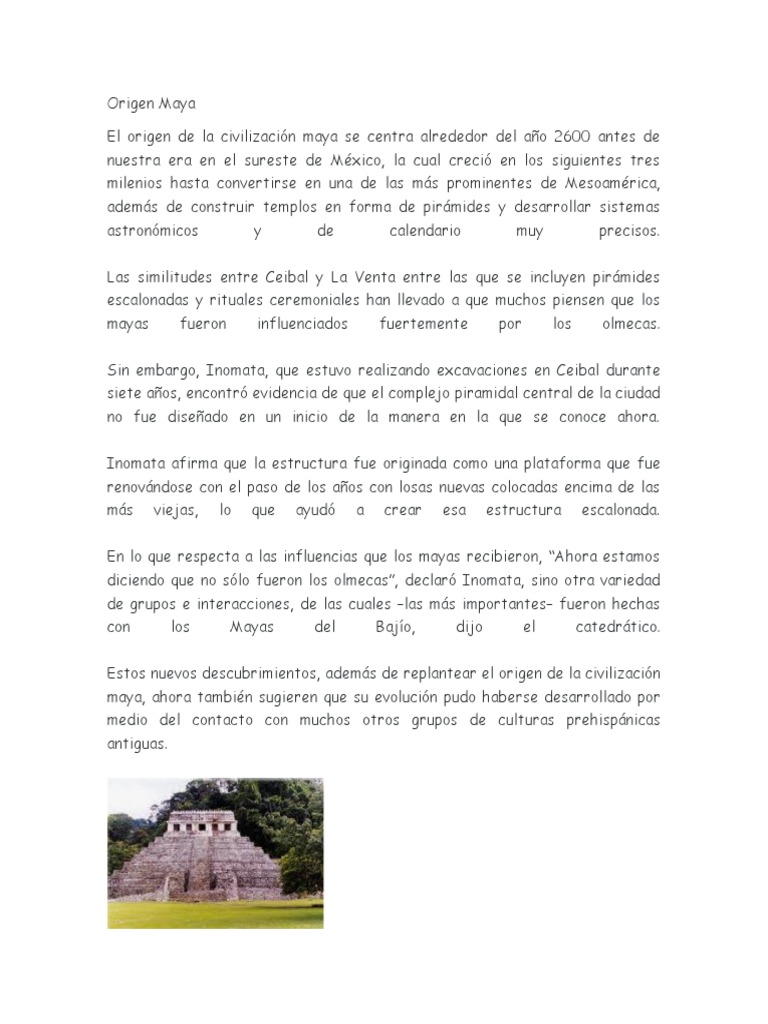 Origen Maya | PDF | América del Norte | Pueblos Indígenas de las Américas