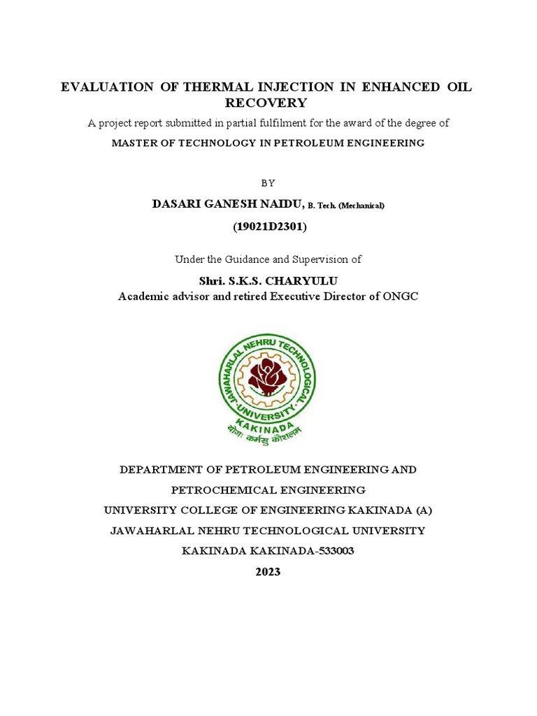 Evaluation of Thermal Injection in Enhanced Oil Recovery | PDF ...