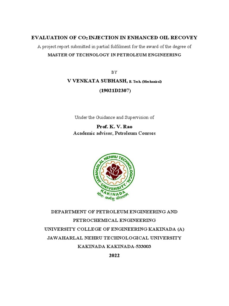 Project On Evaluation of CO2 Injection | PDF | Enhanced Oil Recovery ...