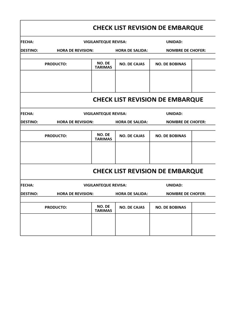 Check List Embarques | PDF