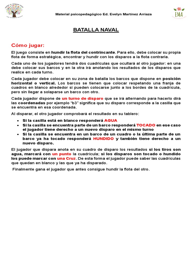 Instrucciones para jugar Batalla Naval | PDF | Historia