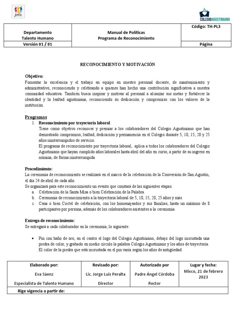 Programa de Reconocimiento | PDF