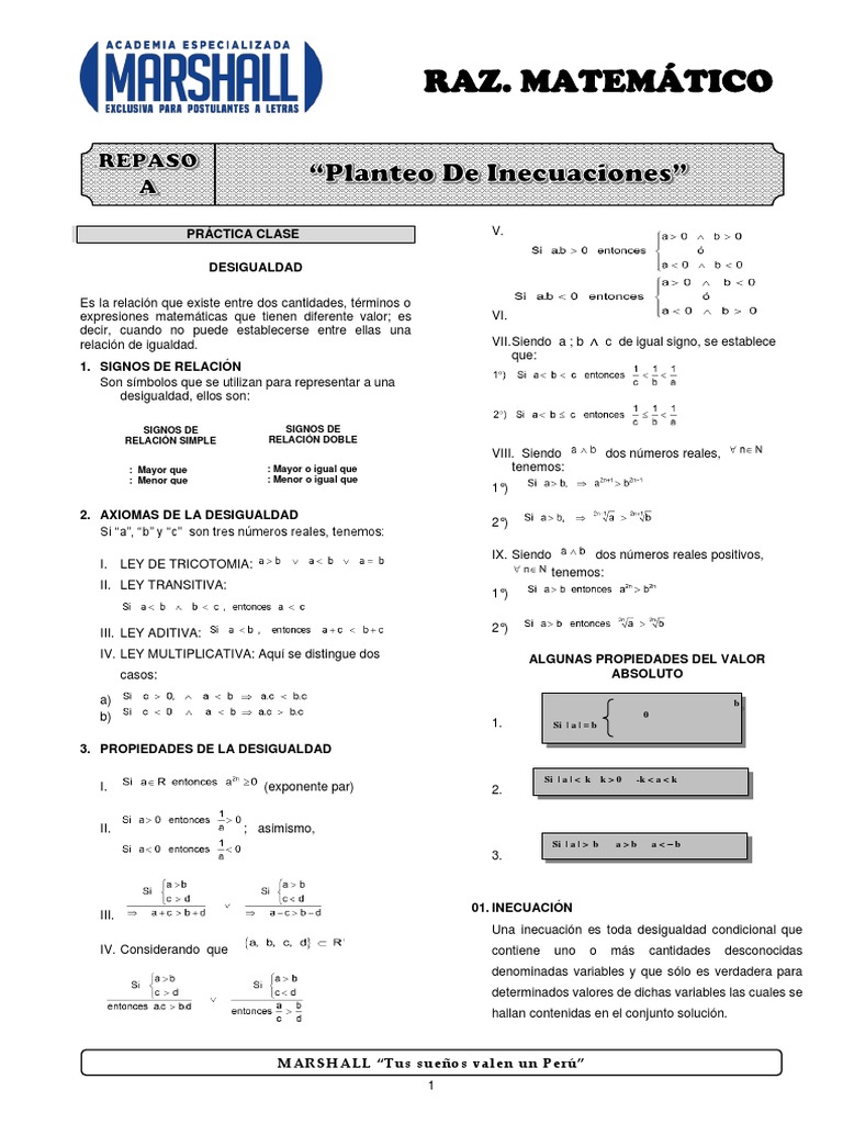 Raz. Matemático | PDF | Desigualdad (Matemáticas) | Número Real