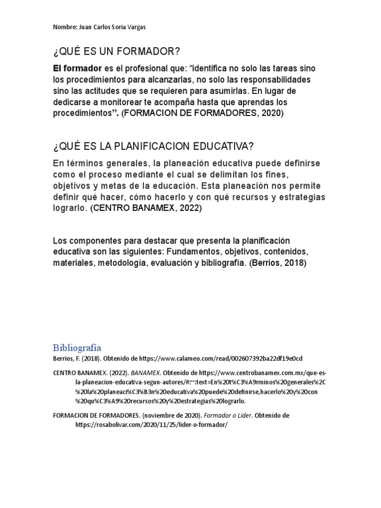 Definición de Formador en Educación | PDF