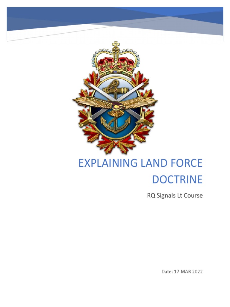 Explaining Land Force Doctrine Workbook | PDF | Royal Canadian Air ...