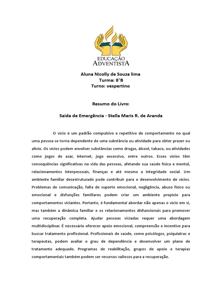 Saída de Emergência - Stella Maris R. de Aranda | PDF | Emoções ...