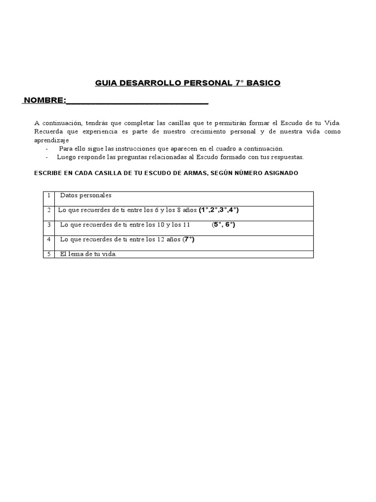 Desarrollo Personal 7 Basico | PDF