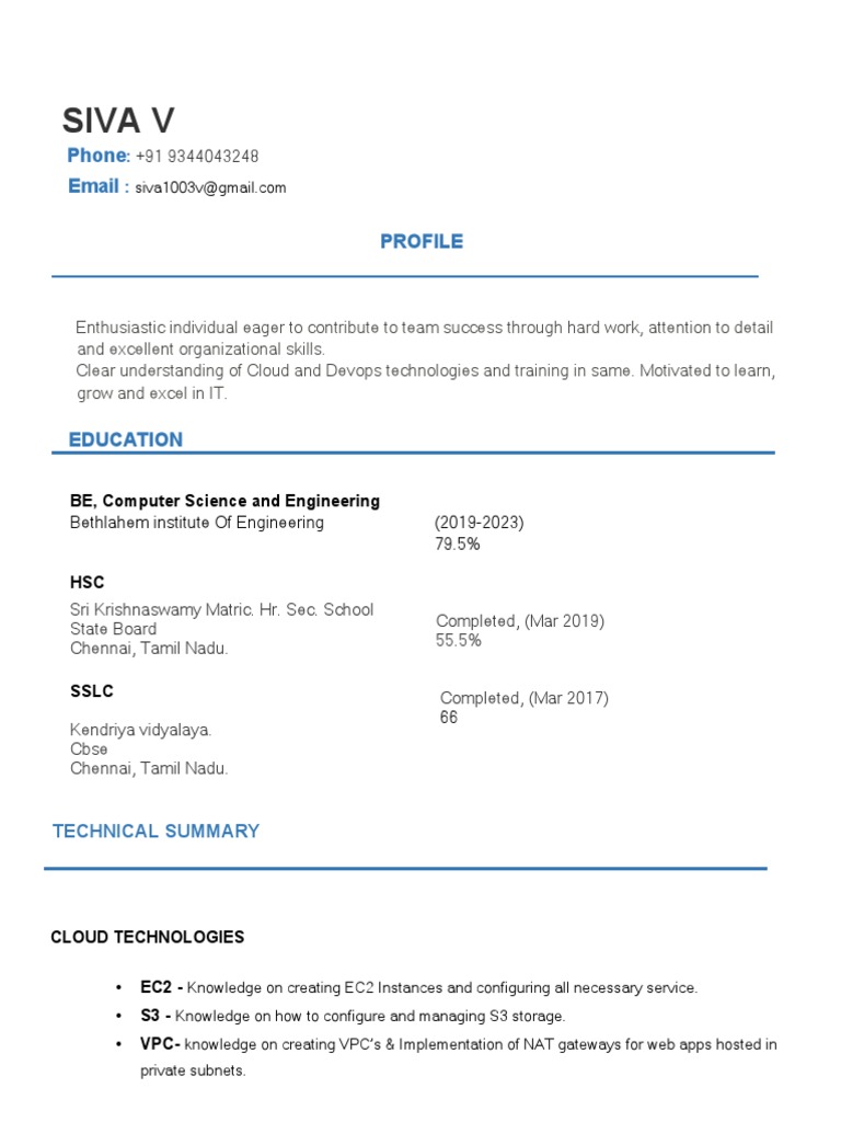 Siva Resume | PDF | Cloud Computing | Amazon Web Services