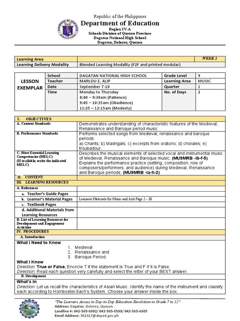 Department of Education: Lesson Exemplar | PDF | Learning | Behavior Modification