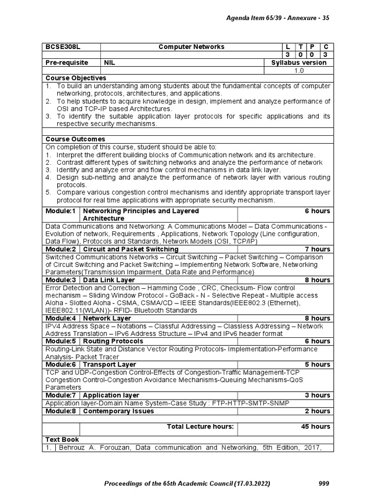 Bcse308l Computer-Networks TH 1.0 70 Bcse308l | PDF | Computer Network ...