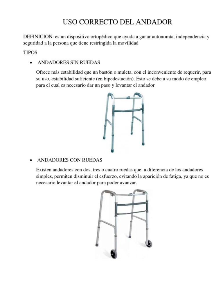Uso y partes del andador ortopédico | PDF