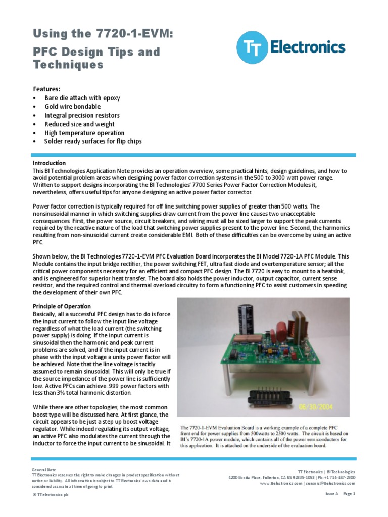 PFC Design Tips with 7720-1-EVM | PDF | Resistor | Inductor