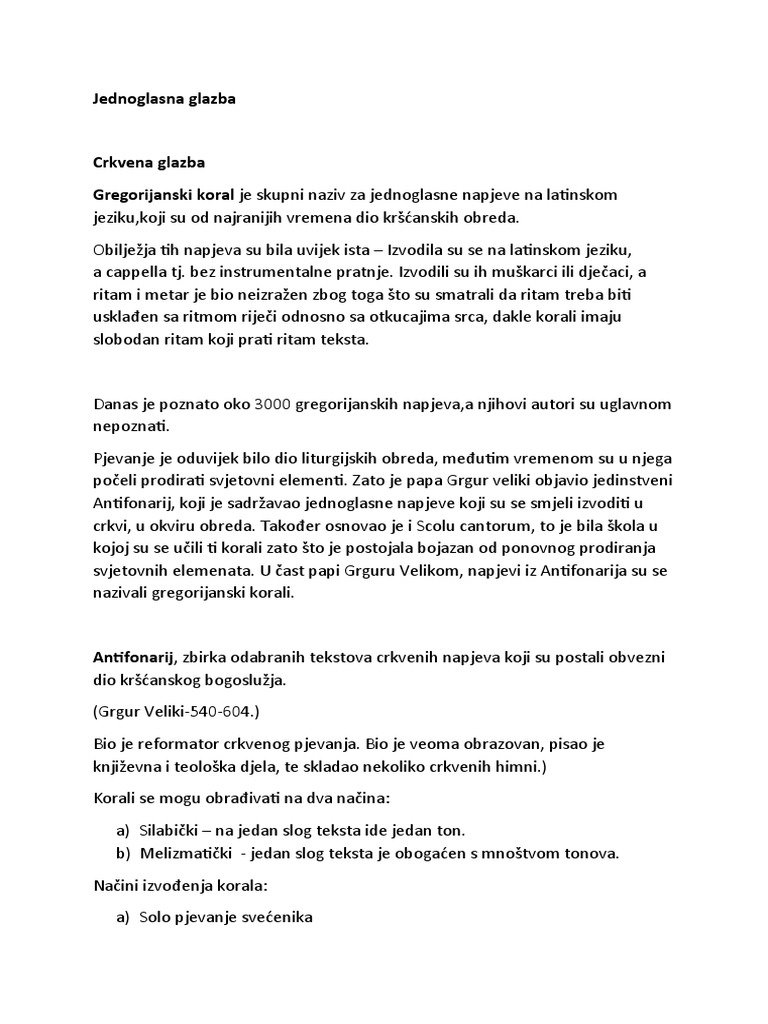 Jednoglasna Glazba | PDF