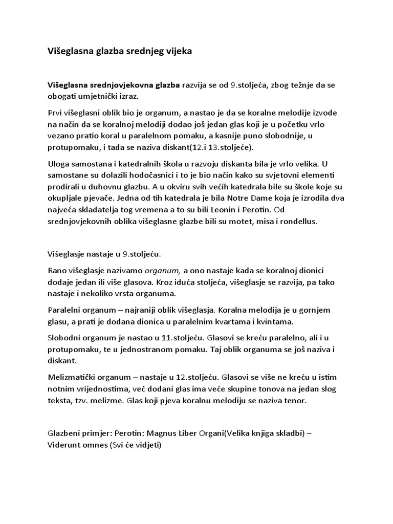Višeglasna Glazba Srednjeg Vijeka | PDF