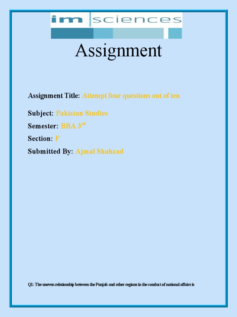 Pak Studies Assignment | PDF | Mughal Empire