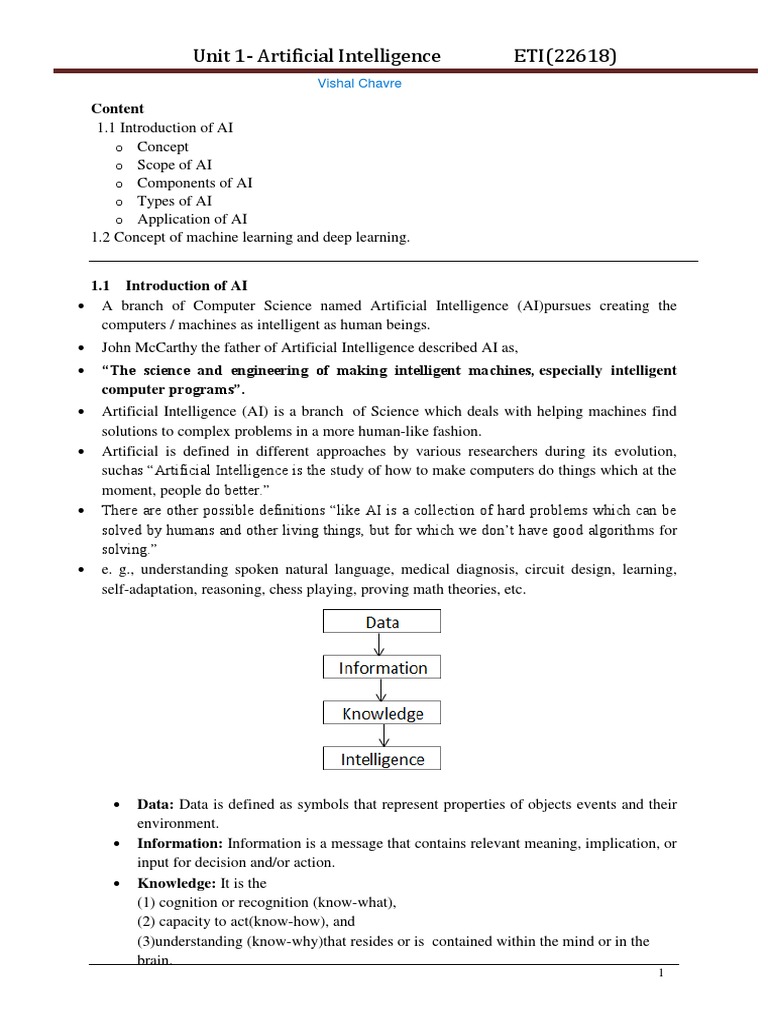 Unit 1 ETI Notes | PDF | Artificial Intelligence | Intelligence (AI ...