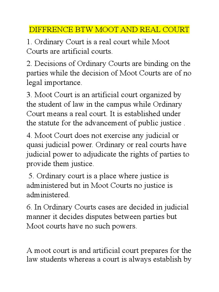 Diffrence BTW Moot and Real Court | PDF