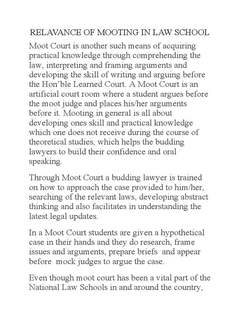 RELAVANCE OF MOOTING IN LAW SCHOOL | PDF