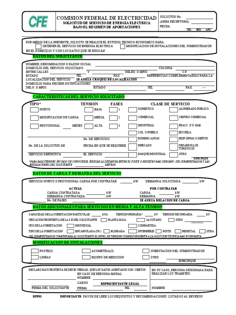 Solicitud Especial Cfe Blanco | PDF | Informática