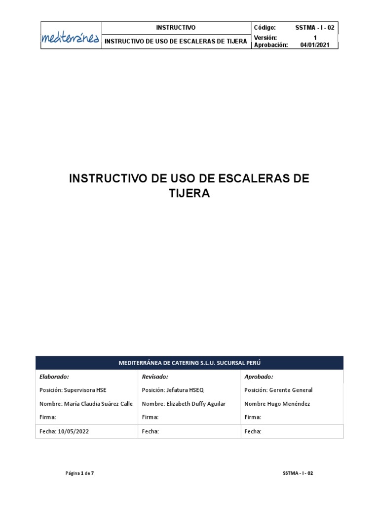 Instructivo de Uso de Escaleras de Tijera | PDF | Escalera