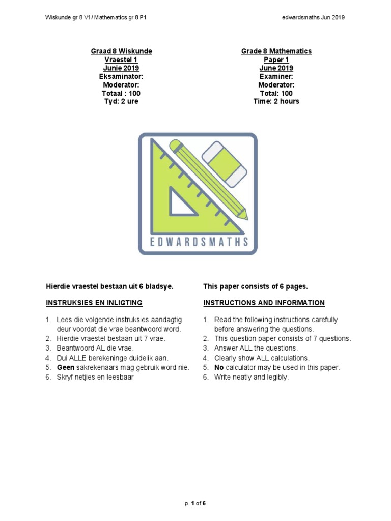 Gr%208%20June%202019%20Paper%201 | PDF