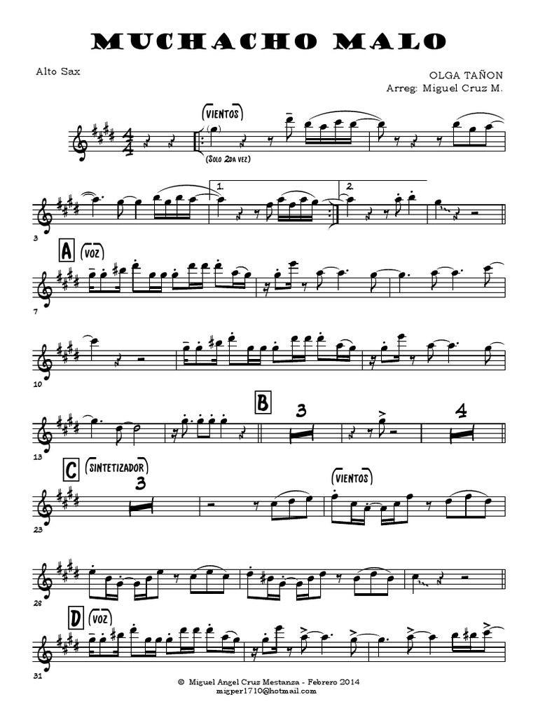 Muchacho Malo - Alto Sax | PDF