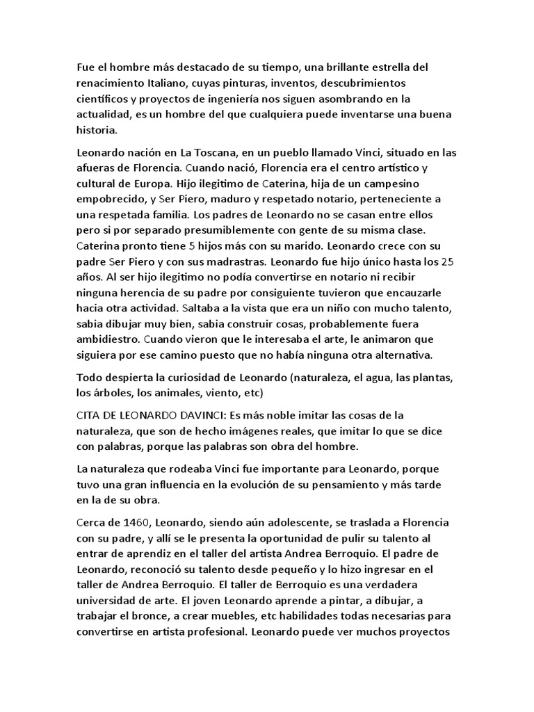 Documentacion Leonardo Davinci | PDF | Leonardo Da Vinci | Pinturas