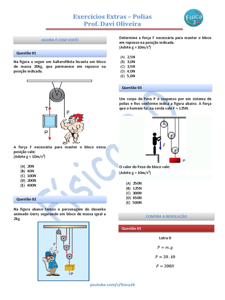 Exercícios - Polias | PDF