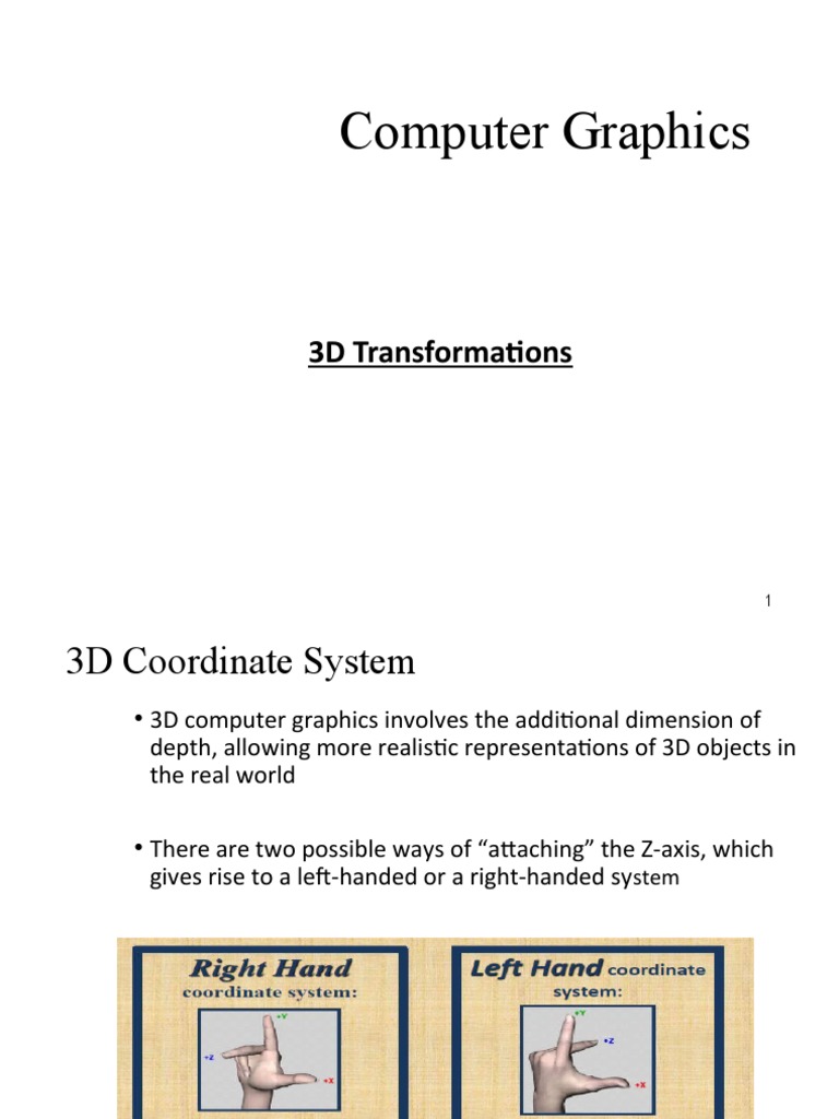 3 D Transformations Pdf Cartesian Coordinate System 2 D Computer